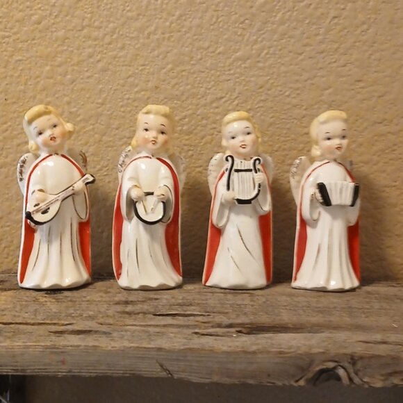 Holiday | Vintage Set Of 4 Angels With Musical Instruments | Poshmark